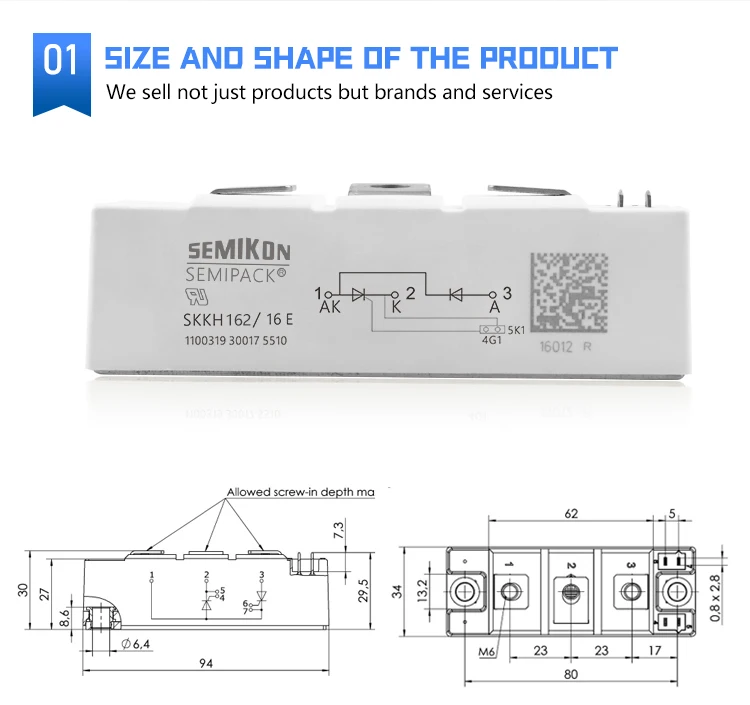 Thyristor Skkt162/16e Thyristor Module Thyristor Skkt162 Skkt162/12e ...