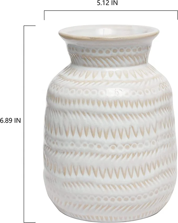 Modern Decorative Cream Ceramic Vase Ideal Gift For Weddings Party Spa ...