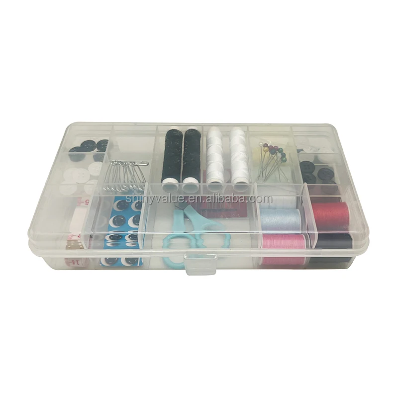 2-Layer Plastic Box Sewing Kit With Multiple Accessories Includes ...