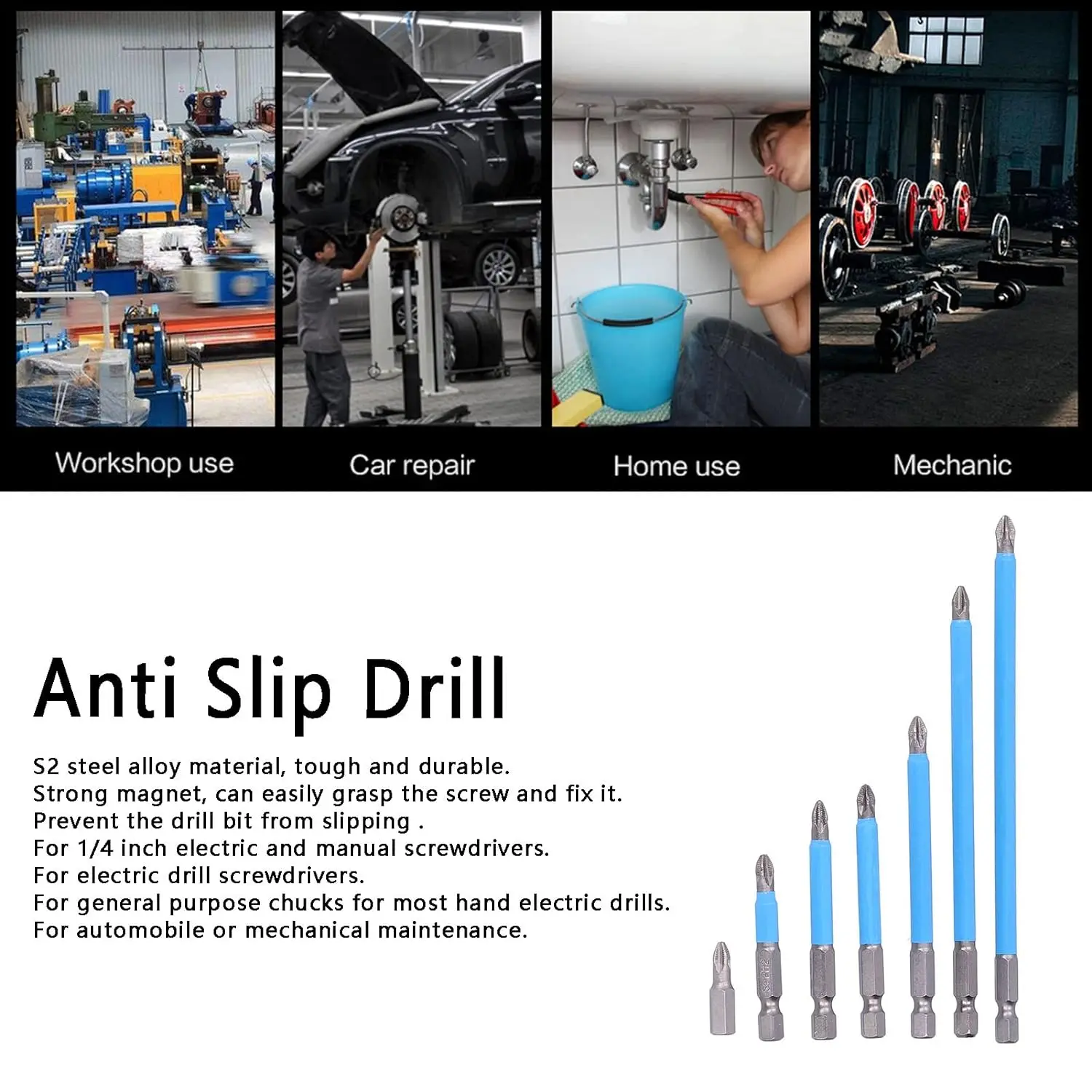 Hex Shank Ratchet Screwdriver Bits Set Precision Cross Slot Non Slip ...