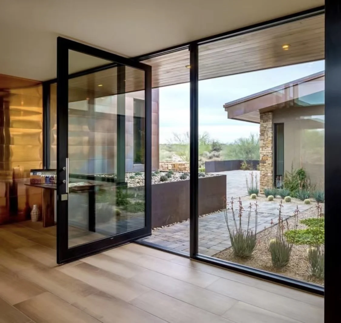 Exterior Pivot Door Front Entry Doors Thermal Insulation Tempered Glass ...