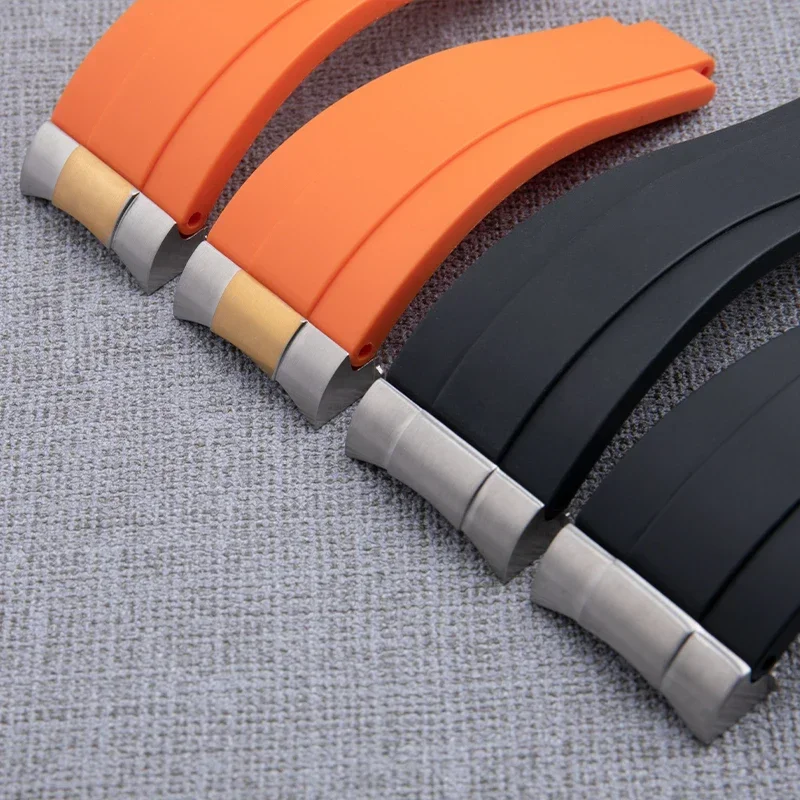 20mm Curved End Link with Soft Rubber Strap Set for R-Olexs Watchband