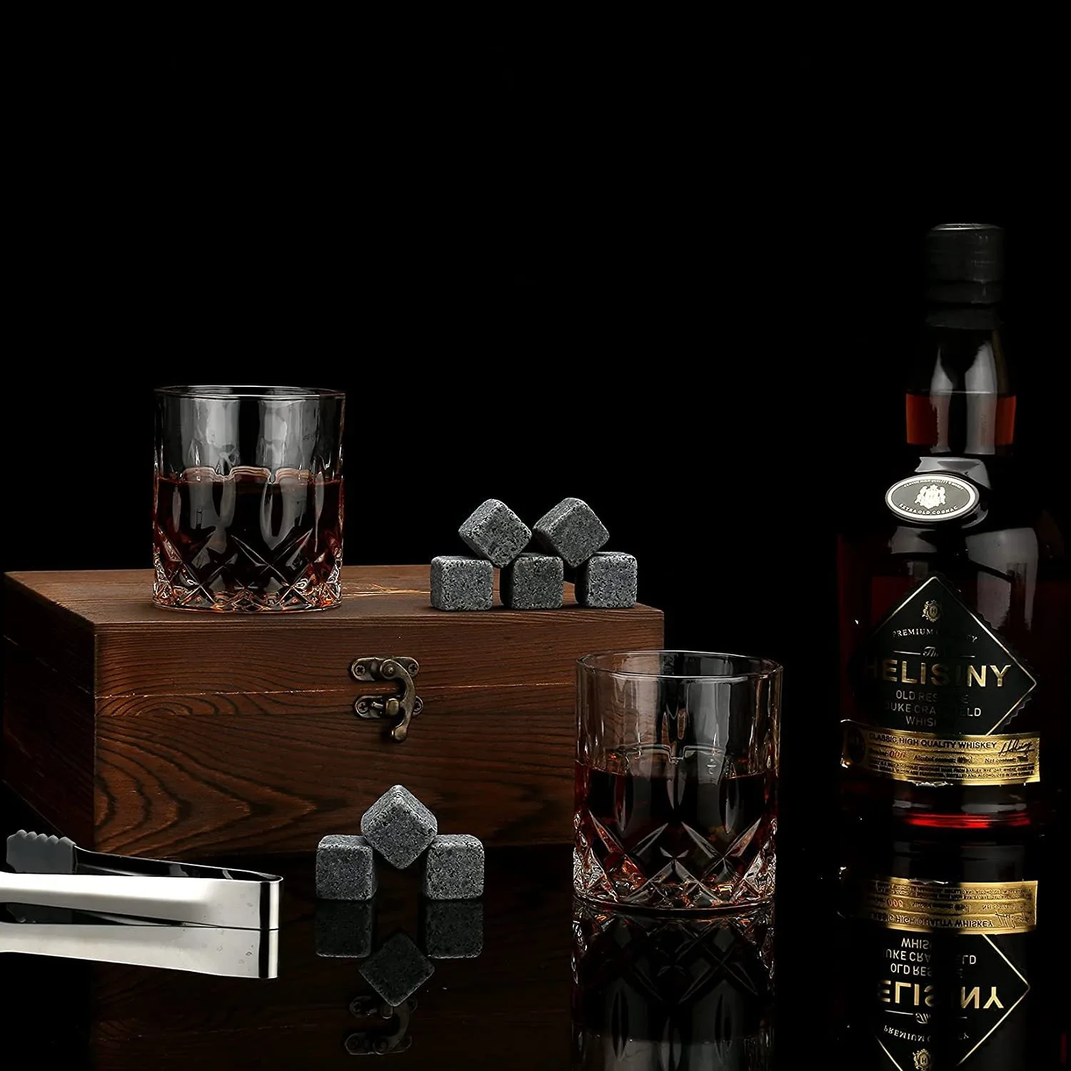 Natural Whiskey Stone Whisky Gift Set Reusable Ice Cube Rocks Chilling ...