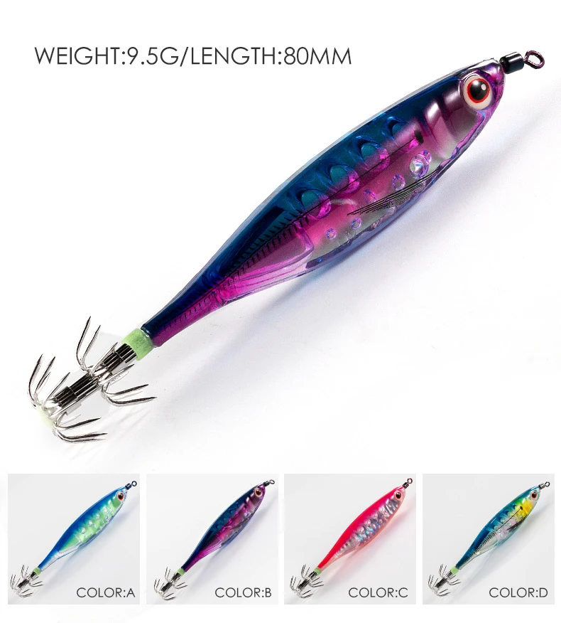 Floating Squid Jig Artificial Shrimp Fishing Lure Squid Hook Luminous Octopus Cuttlefish Bait ...