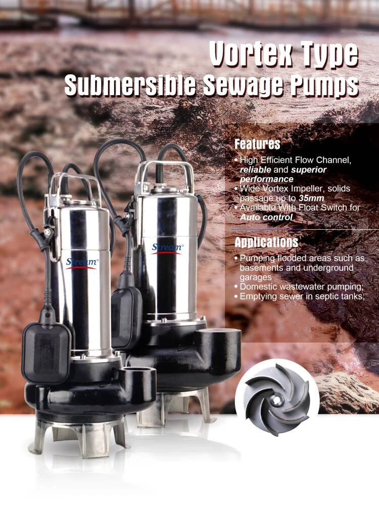 Agua E Esgoto Pompa Sommersa 12m Head 2 Inch Submersible Sewage Pump ...