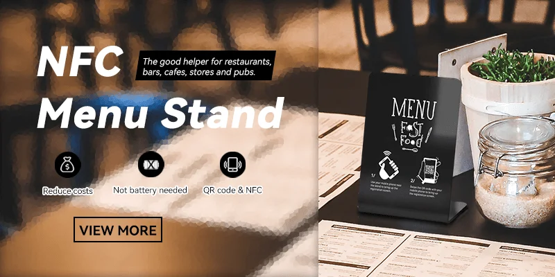 Custom Qr Code Acrylic Folded Ntag216 Nfc Menu Stand For Restaurant ...