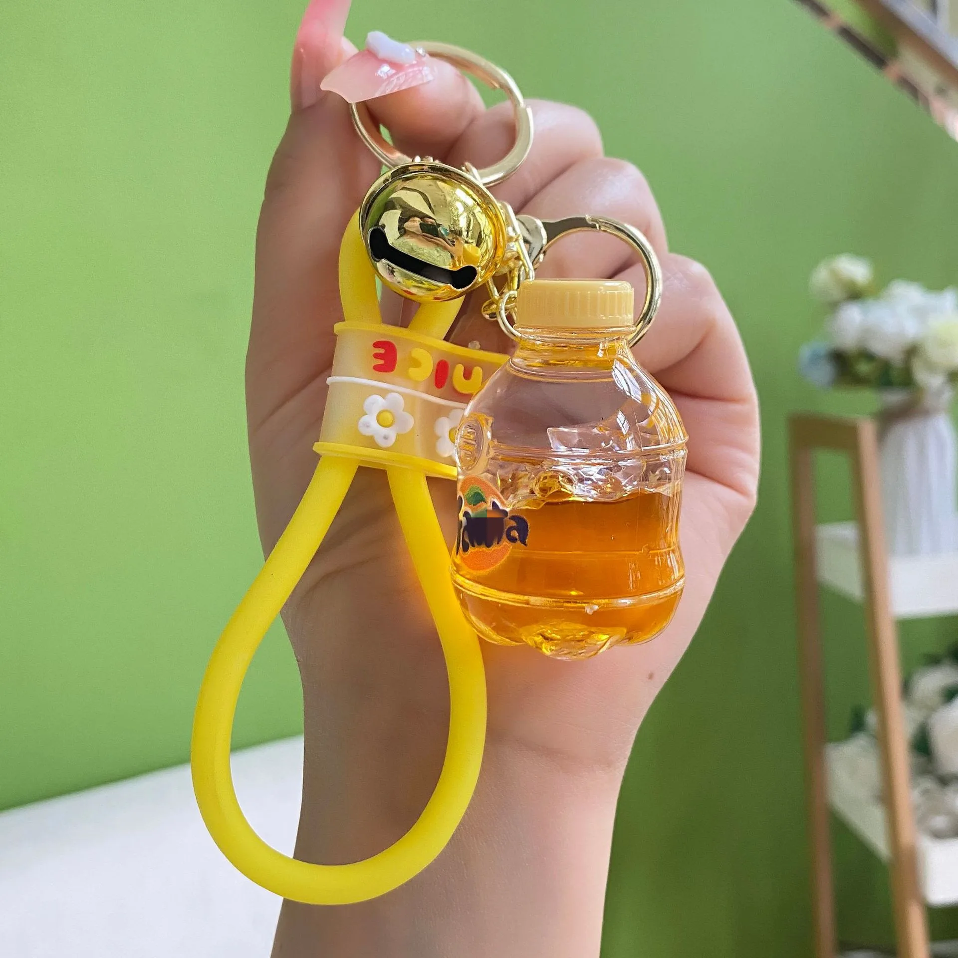 Cartoon Bubble Boba Milk Tea Keychain Cute Liquid Filled Keychains ...