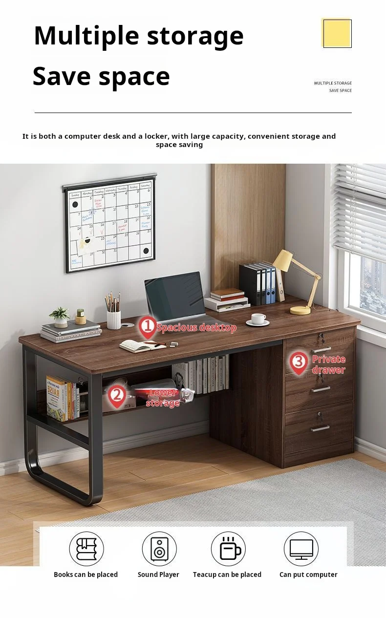 Modern Simple Office Furniture With Drawers Desk Wooden Customizable ...