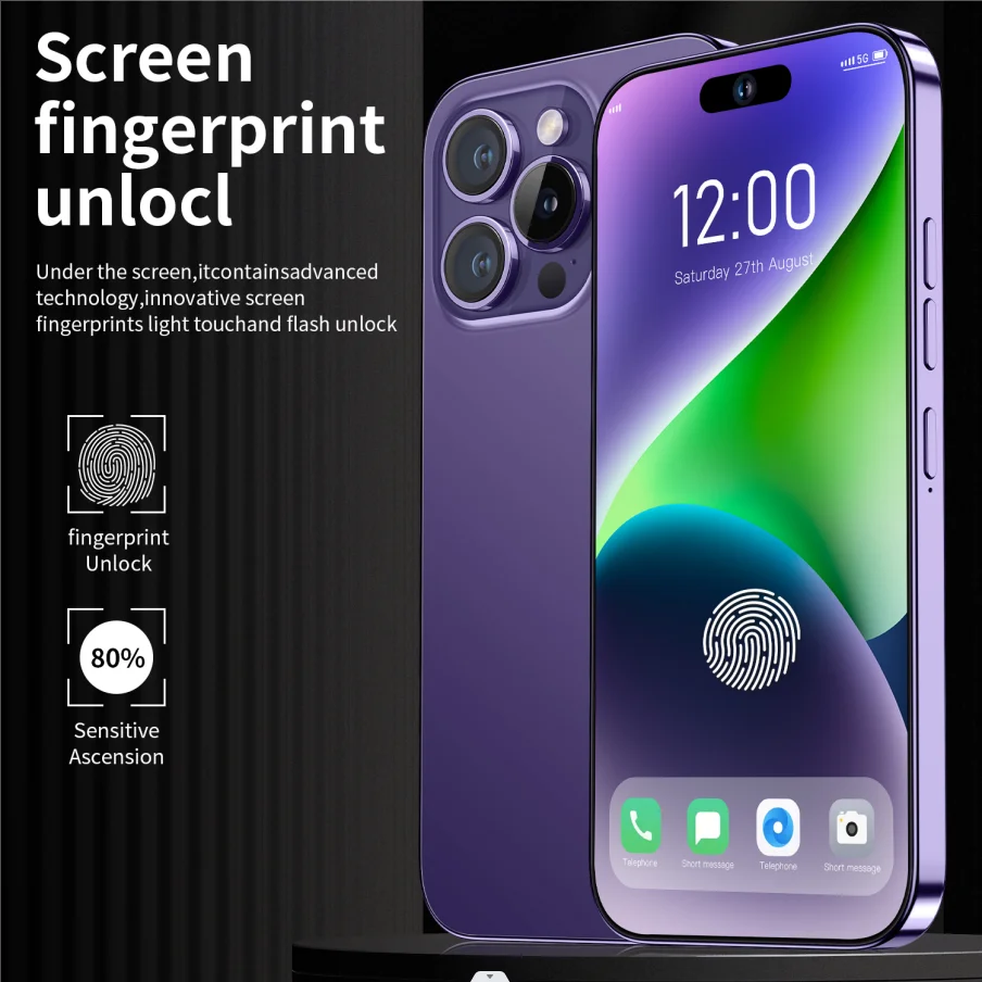 Most Popular I14 Pro Max Original Mobile Phone 16g Ram+512/1tb Rom Dual ...