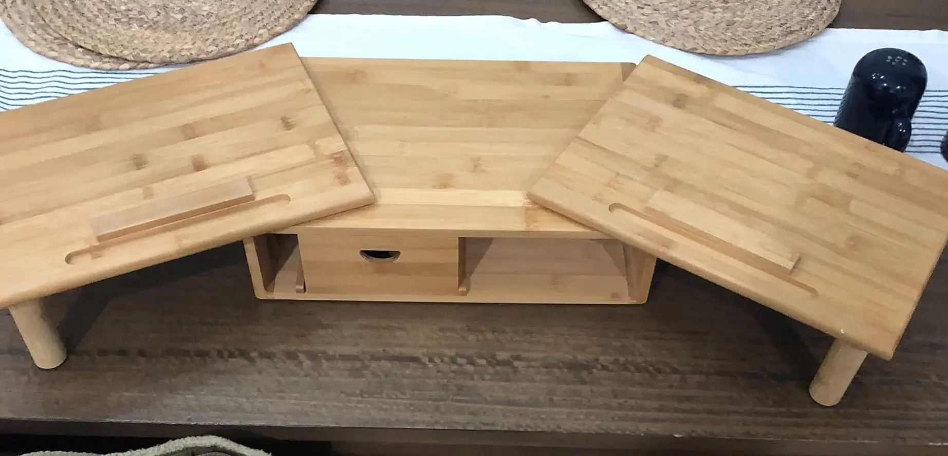 Dual Monitor Stand Riser With Drawer For Desk Laptop Shelf With ...