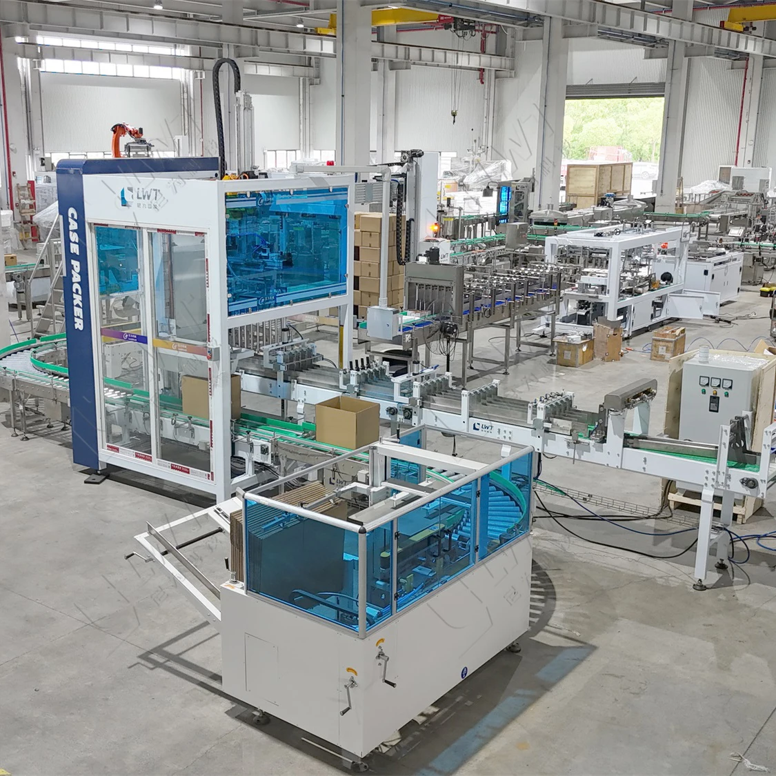 Case packer carton packing production line Auto. Case Erector Automatic ...