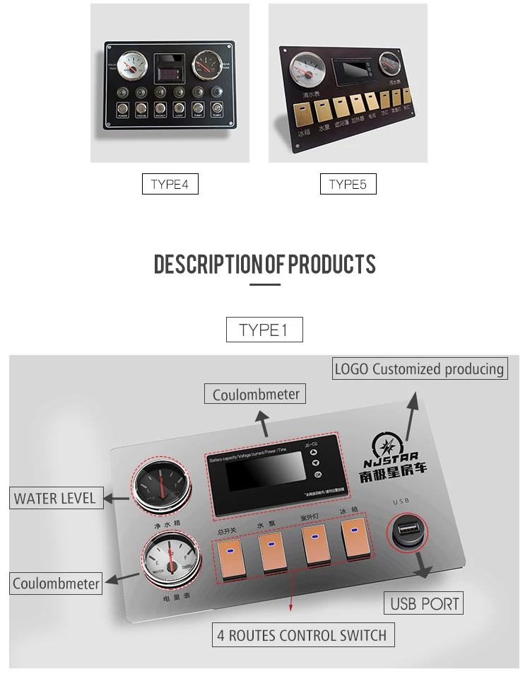 RV Touch Control System Panel - Intelligent Motorhome Management