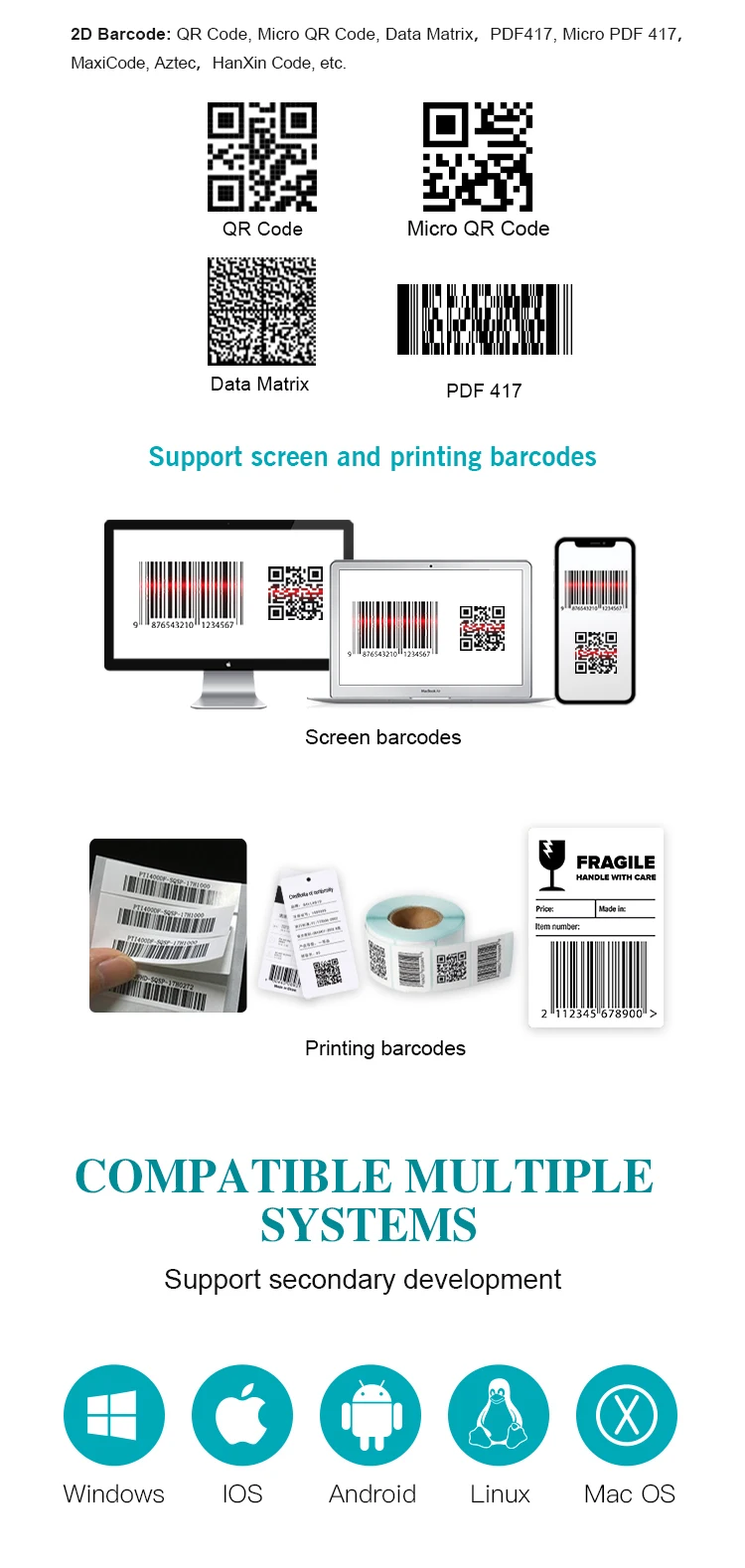 High Performance Embedded 2d Barcode Module Ocr Passport Scanner