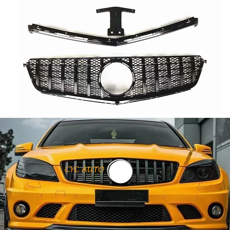 Facelift Gt R Style Front Bumper Grille With Black Mesh For Mercedes ...
