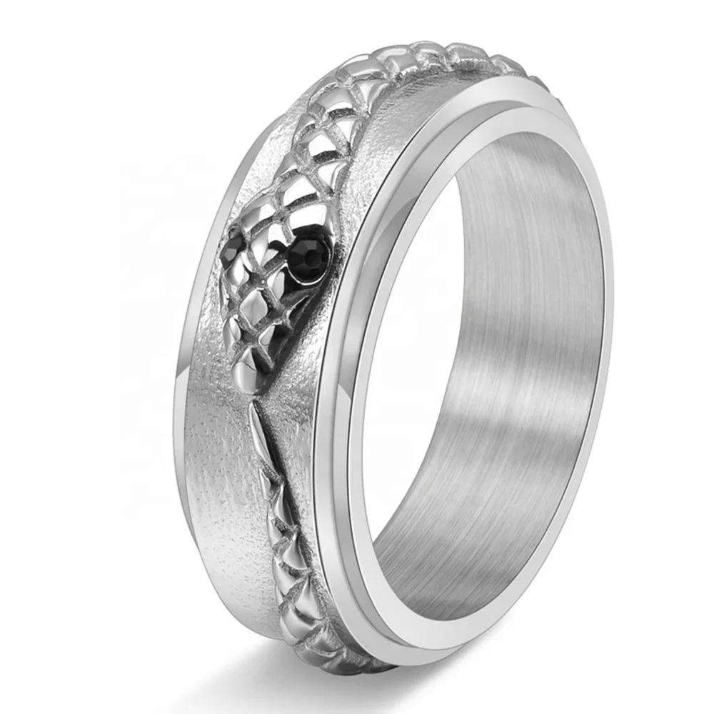 Unique Ouroboros Serpant Snake Ring Spinning Stainless Steel Ring Mens ...
