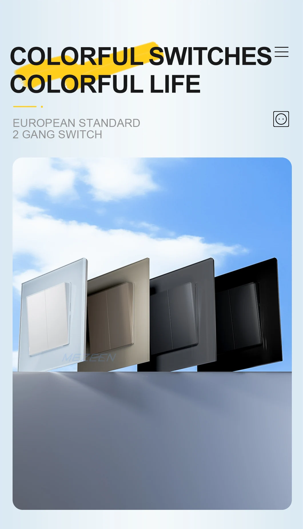 European Standard Classic Switch Design 220v 10a Gold Glass Panel ...