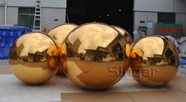 Giant 2m Festival Decoration Inflatable Gold Mirror Ball,Gold Large ...