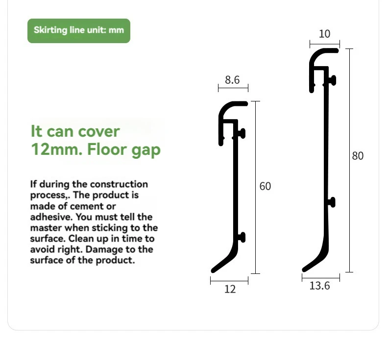 Shadow Gap Baseboard Skirting Profile Strip - 50mm Skirting Aluminum ...