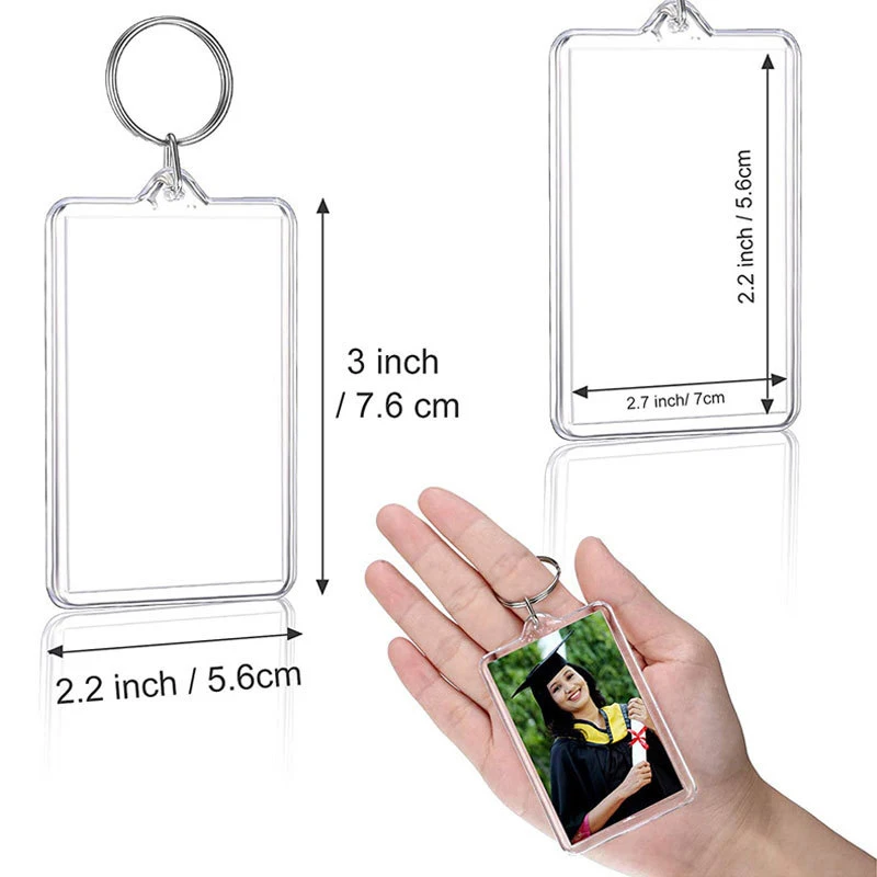 Custom Transparent Acrylic Blank Keychains Blank Logo Plastic Keyring ...