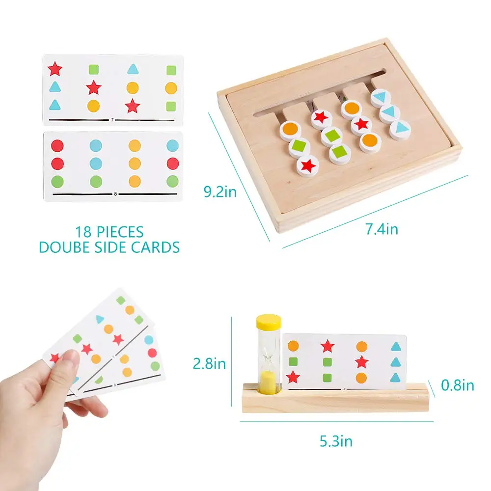 4 Color Slide Puzzle Board Matching Logic Game Early Educational Wooden ...