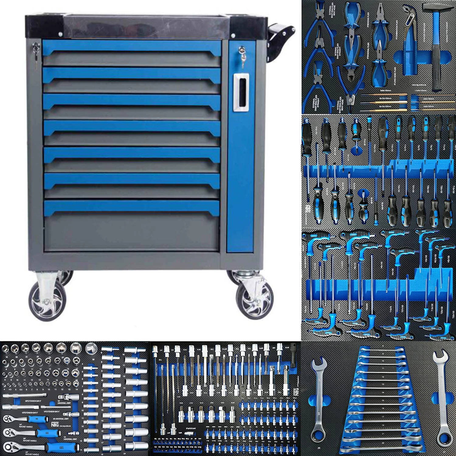 Professional 7 Drawers Tools Box Cabinet With 258 Pcs Tools Set - Buy ...
