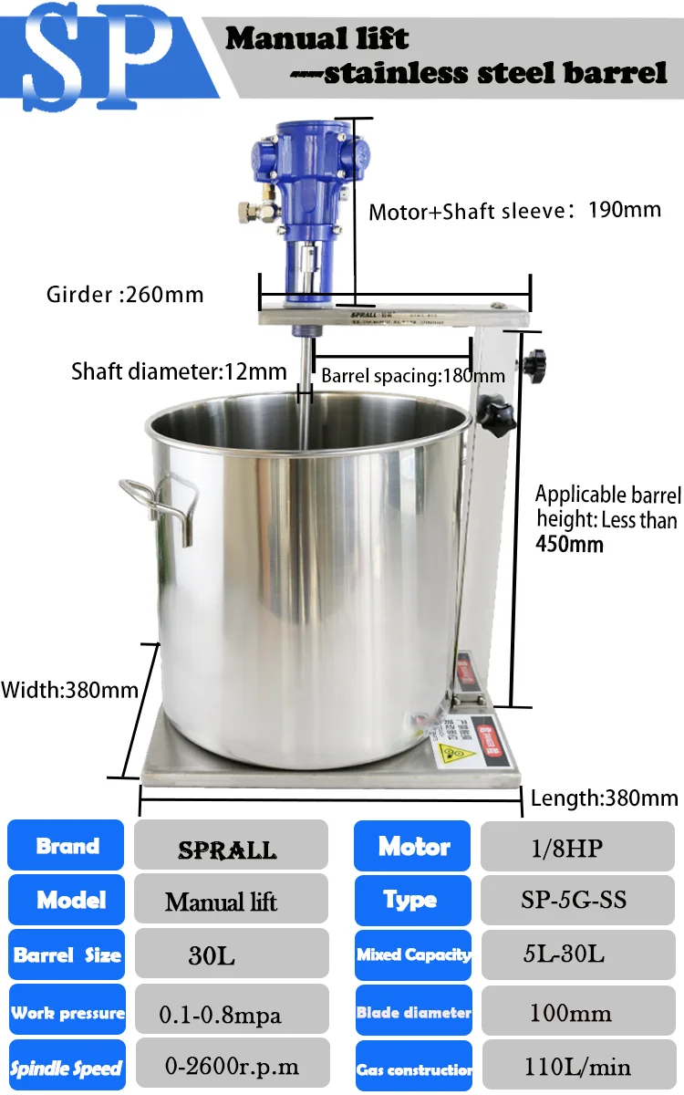 SPRALL Industrial Liquid Mixer - High Efficiency & Safety