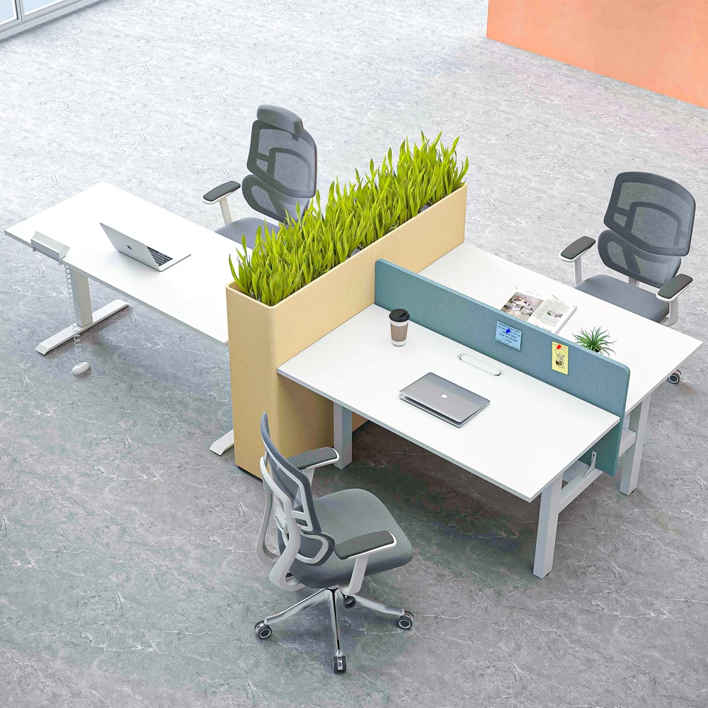 Desk Height Adjustable Staff Desk Ergonomic Electric Computer Desk Two ...