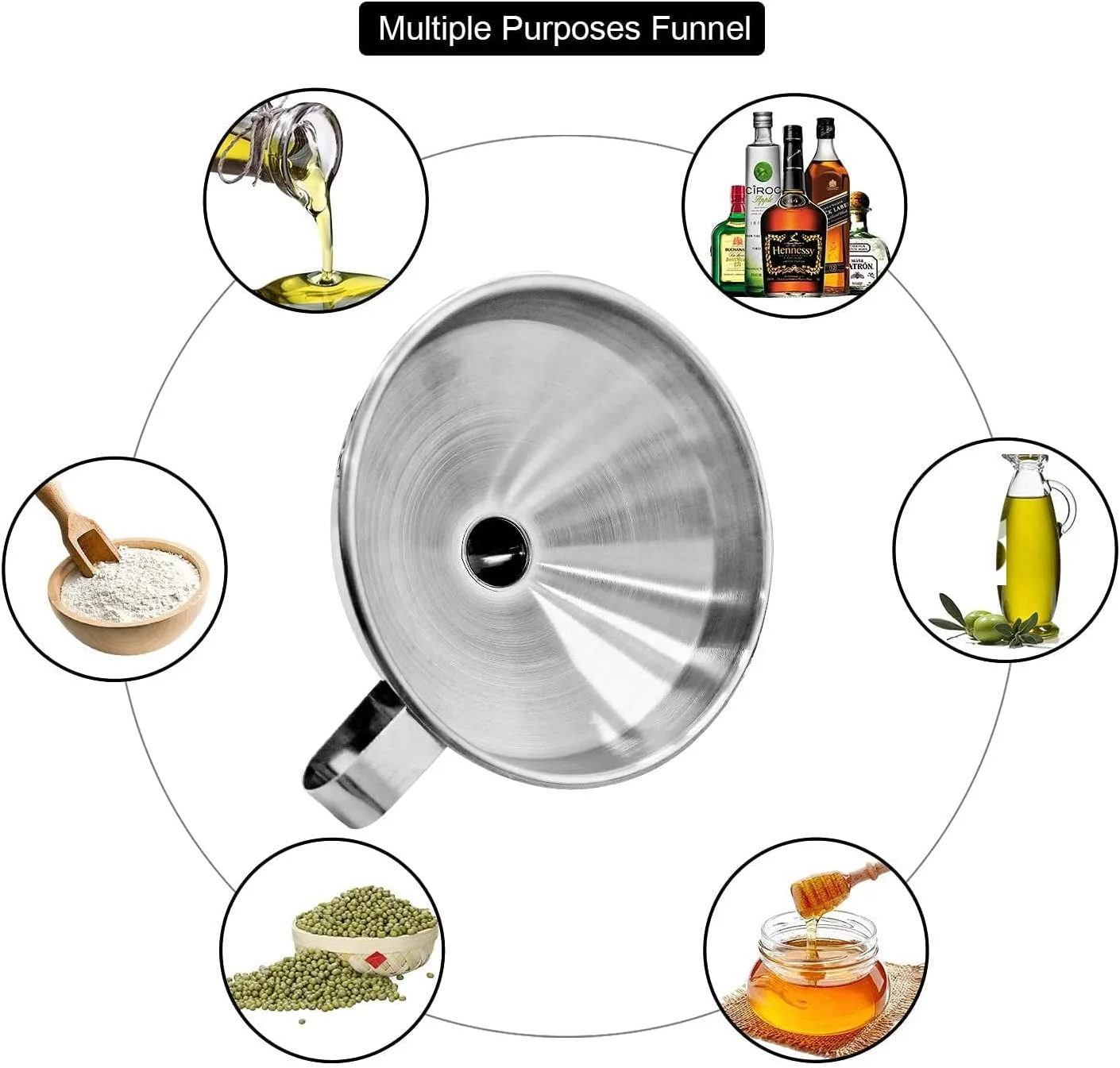 Sturdy Stainless Steel Funnels for Efficient Liquid Transfer