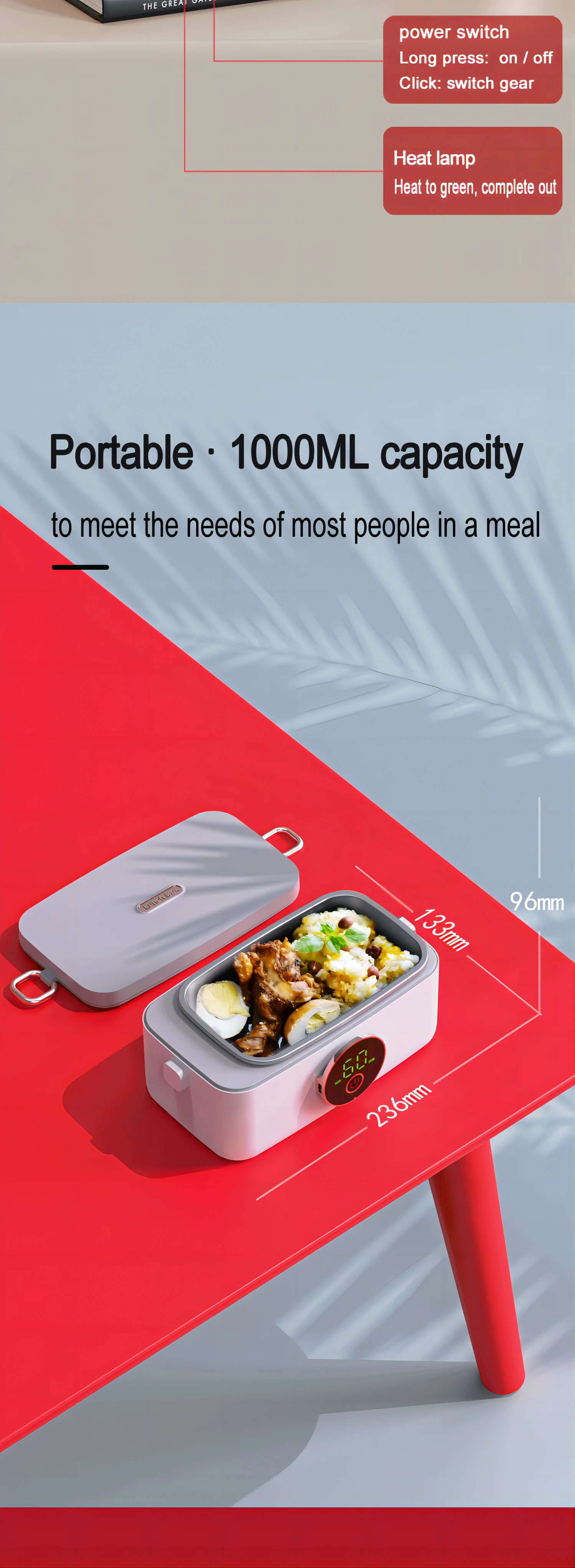 NEW ARRIVAL Rechargeable Cordless Electric Stainless Steel Heated Bento ...