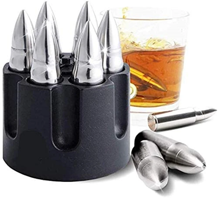 Reusable Stainless Steel Bullet Shaped Ice Cube Whiskey Stone Bullets ...