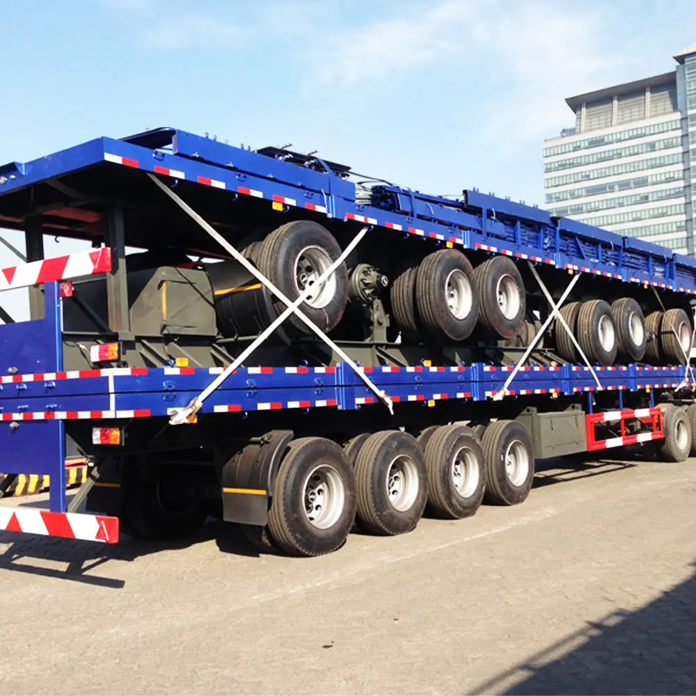 Tri Axles 60 Tons 20/40 Foot FT Container Shipping Flat Bed Flatbed ...