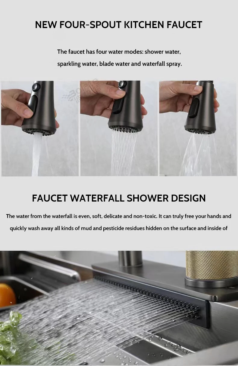 2024 Raindance Kitchen Sink Waterfall Sink Stainless Steel Waterfall ...