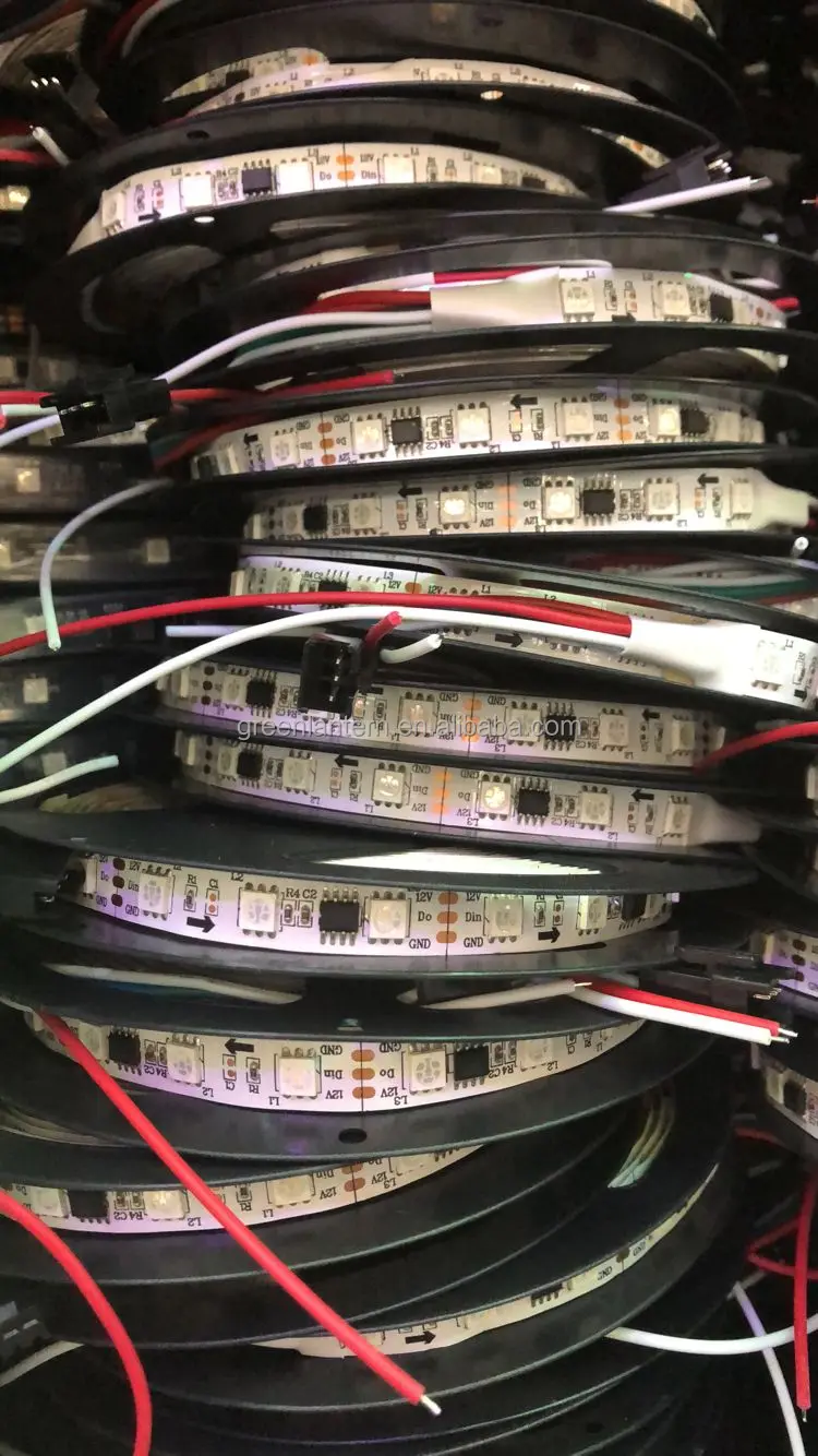 WS2811 Pixels 12V Strip 60LEDs/M SPI RGB IC Full Color LED Light 2811 ...
