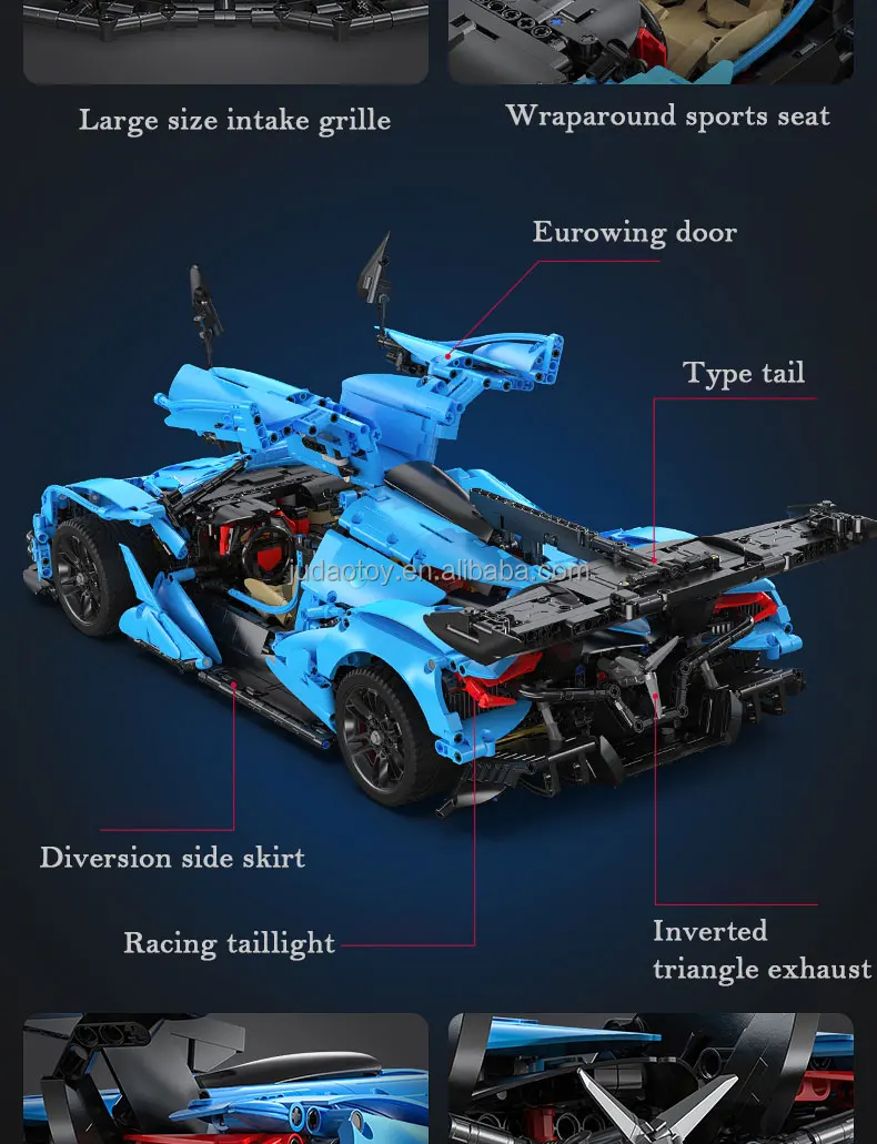 Cada C61041 Moc Racing Car V12 Hypercar Model Building Blocks Toys ...