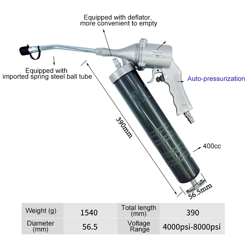 Runto Pneumatic Grease Gun - 3000 to 10000 PSI Pressure
