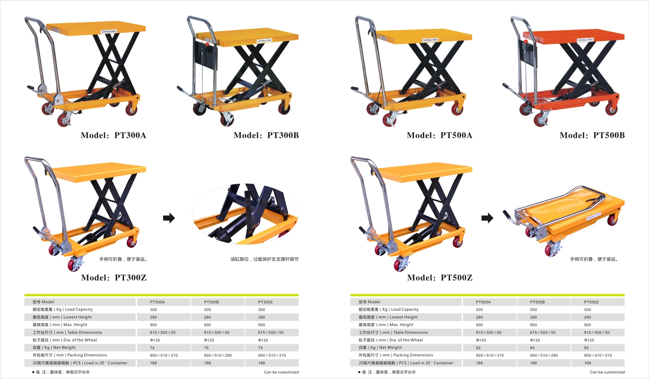 300kg 500kg 1000kg Work Platform Manual 1m 1.5m 2m Lift Table Pt150 ...