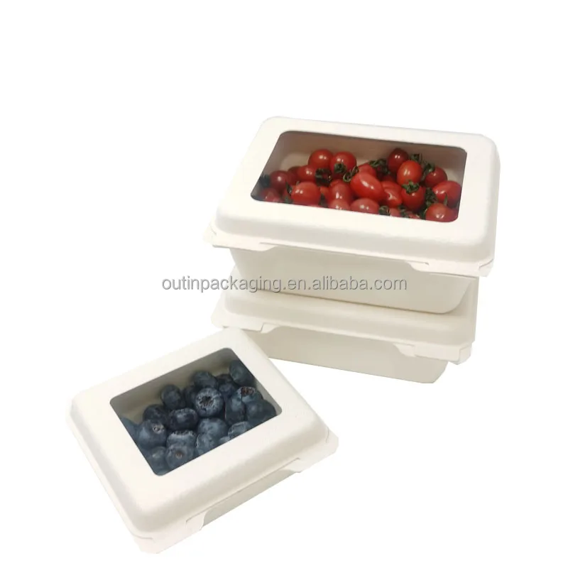 Strawberry Packaging Fruit Tray Biodegradable Bagasse Bamboo Pulp ...