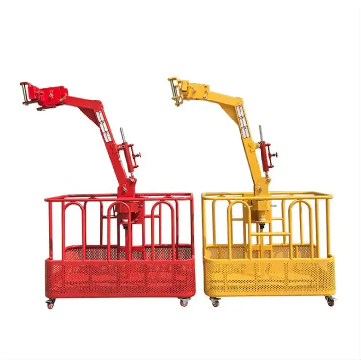 Hydraulic Mini Boom Crane Lift Steel Basket 300kgs
