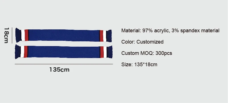 Custom Sport Fans Jacquard Knitted Scarf Football Club Supporter ...