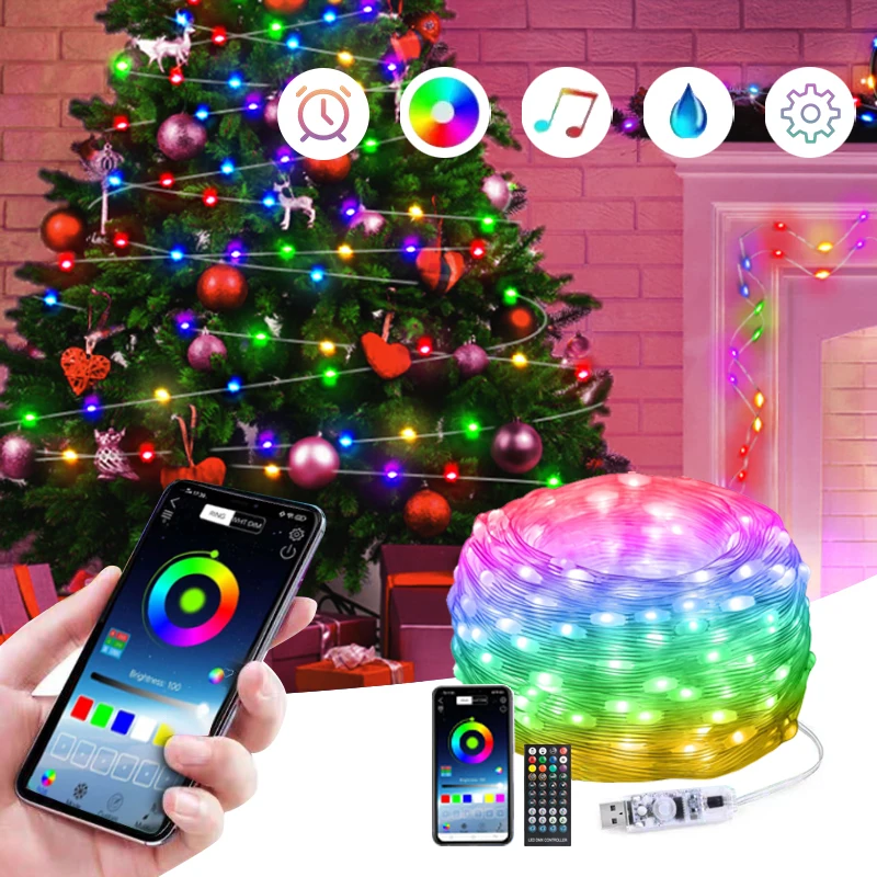Custom 5m 10m 20m Rgb Waterproof Holiday Decoration App Control Usb Pvc ...