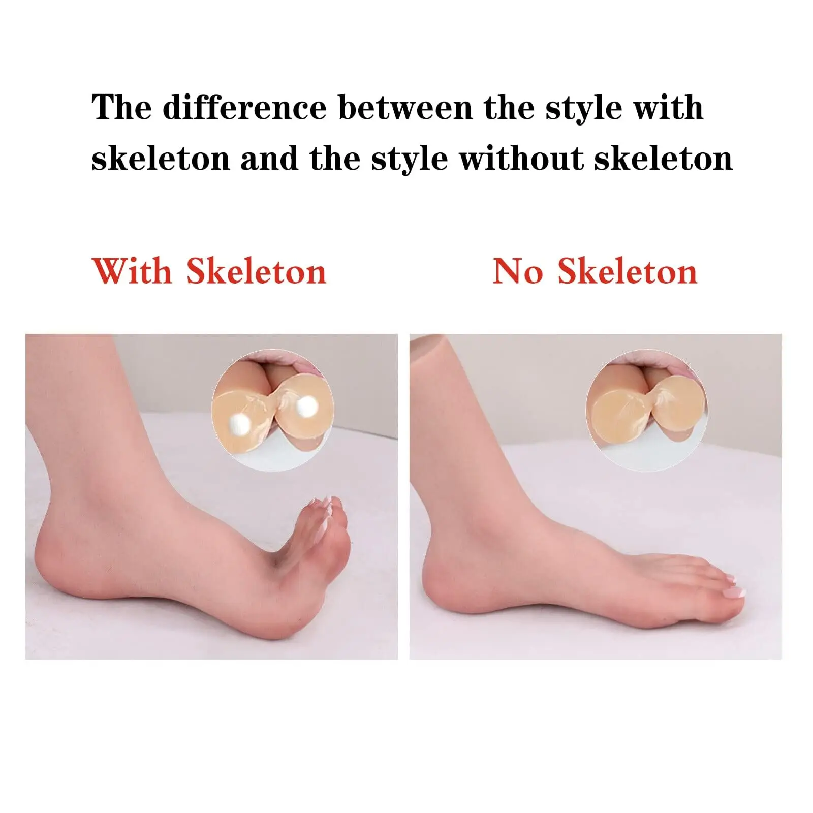 High Simulation Skeleton Female Silicone Feet Model