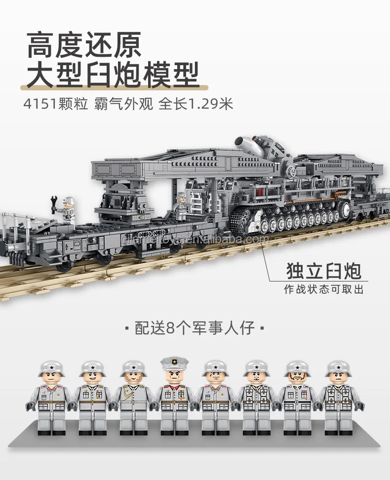 Panlos 628008 Ww2 German Karl Heavy Railway Gun Weapons Building Blocks ...