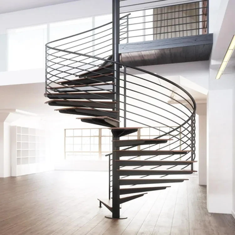 Curved Spiral Staircase: Luxury Modern Indoor Glass & Wooden Stairs ...