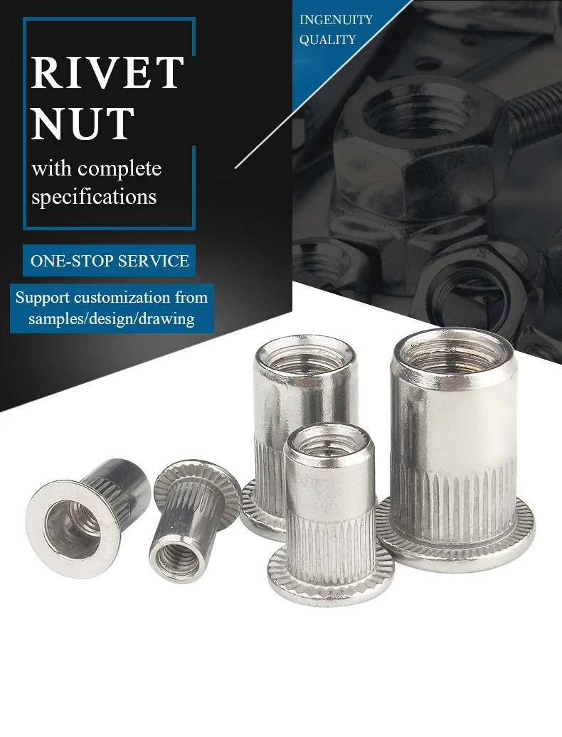 Stainless Steel Flat Head Knurled Rivet Nut - Buy Rivet Nut,Flat Head ...