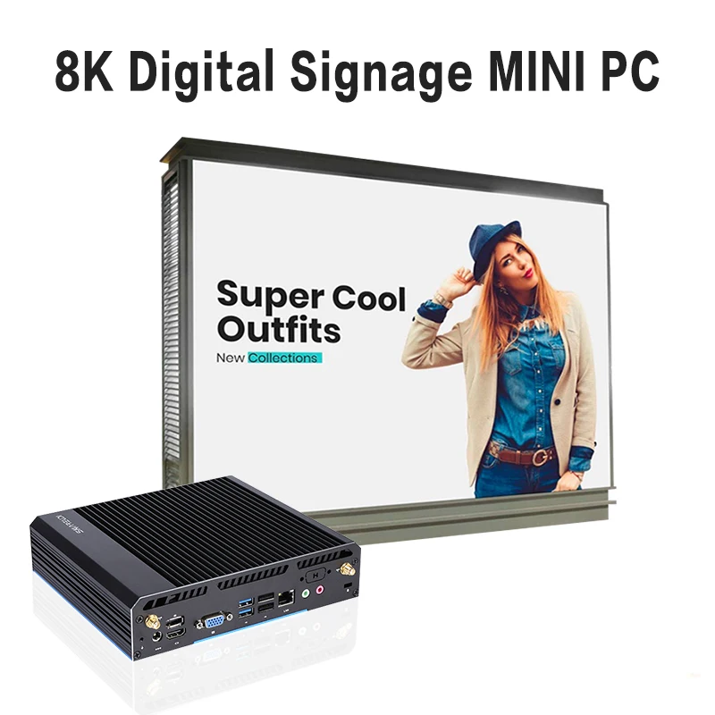 Quad Core Digital Signage Player I3 I5 I7 1145G7 8K Display DP Rugged ...