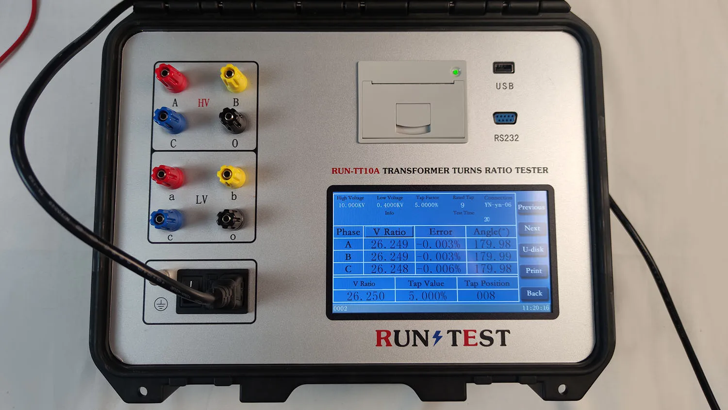 RUN TEST 3 Phase Automatic Transformer Turn Ratio Vector Group Rate TTR ...