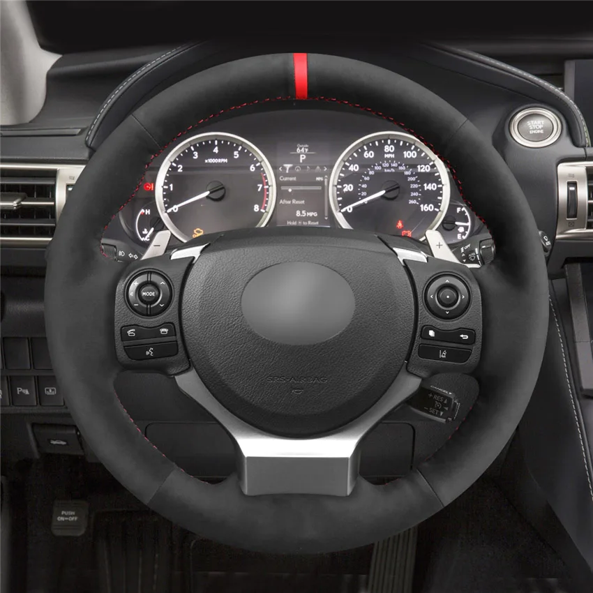 Custom Hand Sewing Black Suede Steering Wheel Cover for Lexus IS200t 2016 2017 IS250 2014 2015 IS300 IS350 IS F Sport