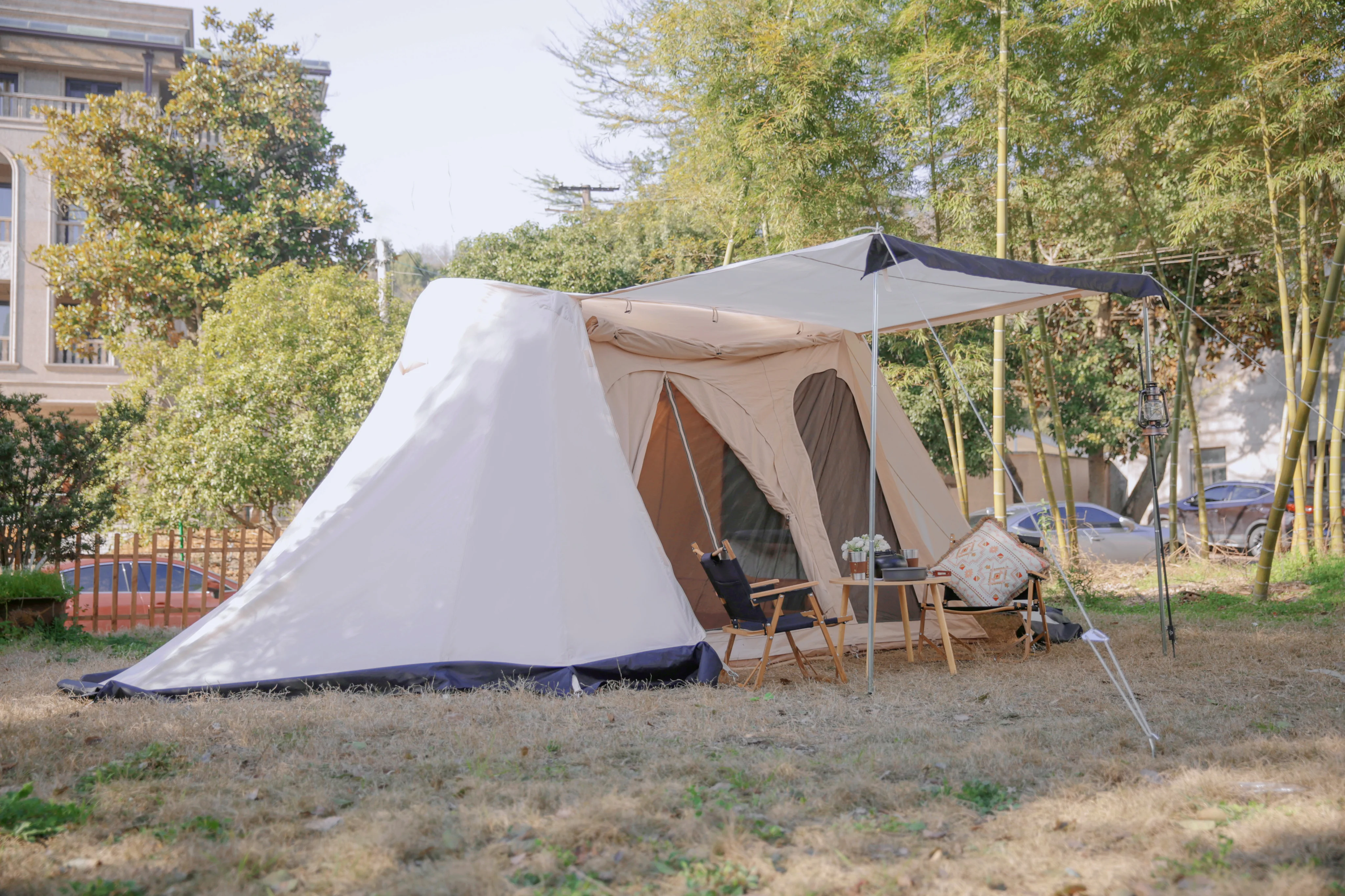 2022 Glamping White Outdoor Big Camping Tent Family Camping Cabin Tent ...