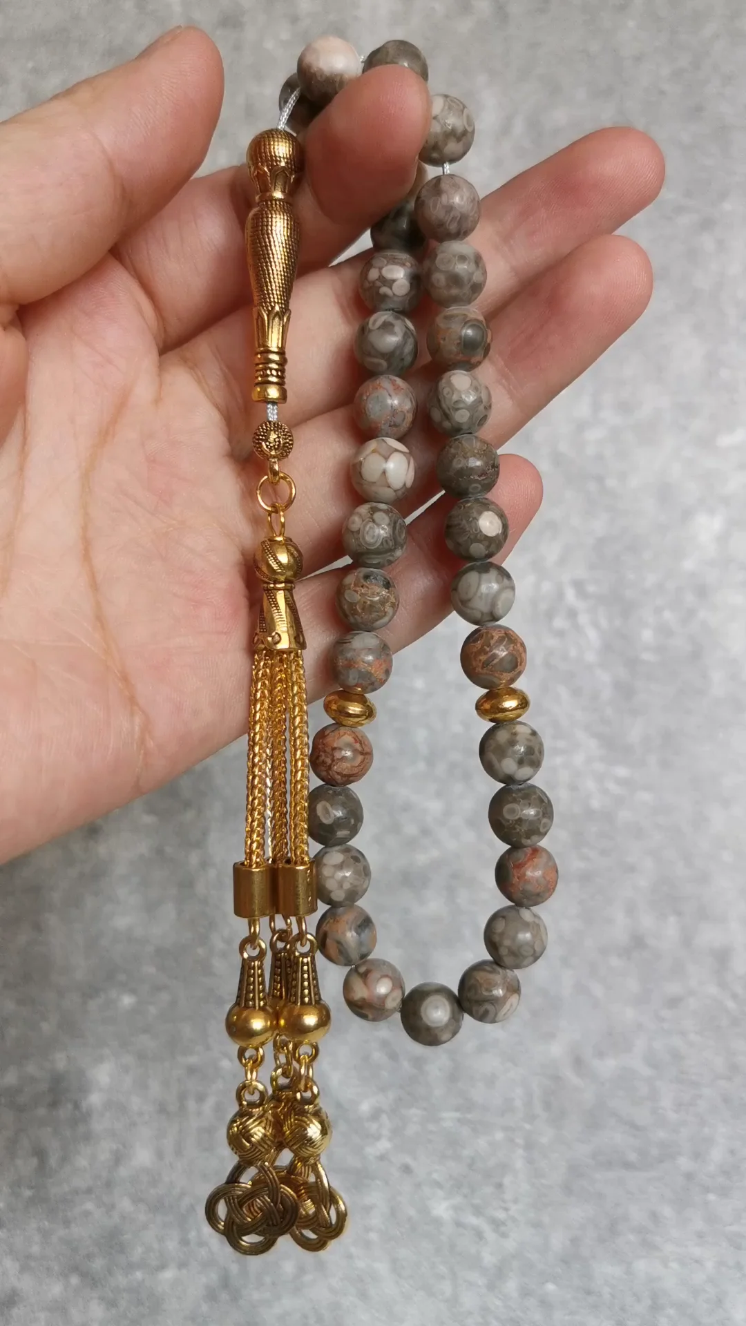 Muslim Misbaha Natural Medical Stone Islamic Grey Prayer Beads Store Arabic Fashion Accessories ...