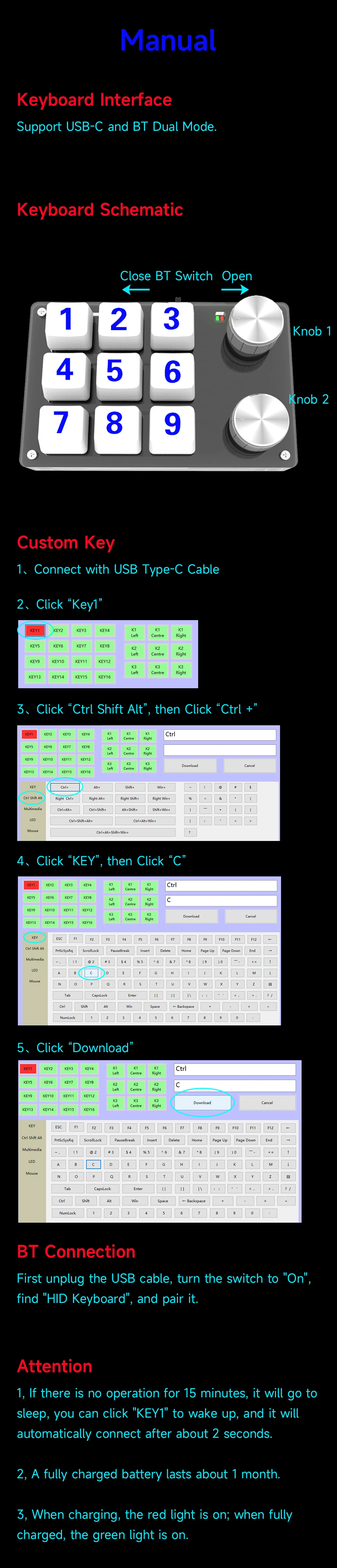 Wireless Bluetooth Mechanical Keyboard with RGB Backlit & Customizable ...
